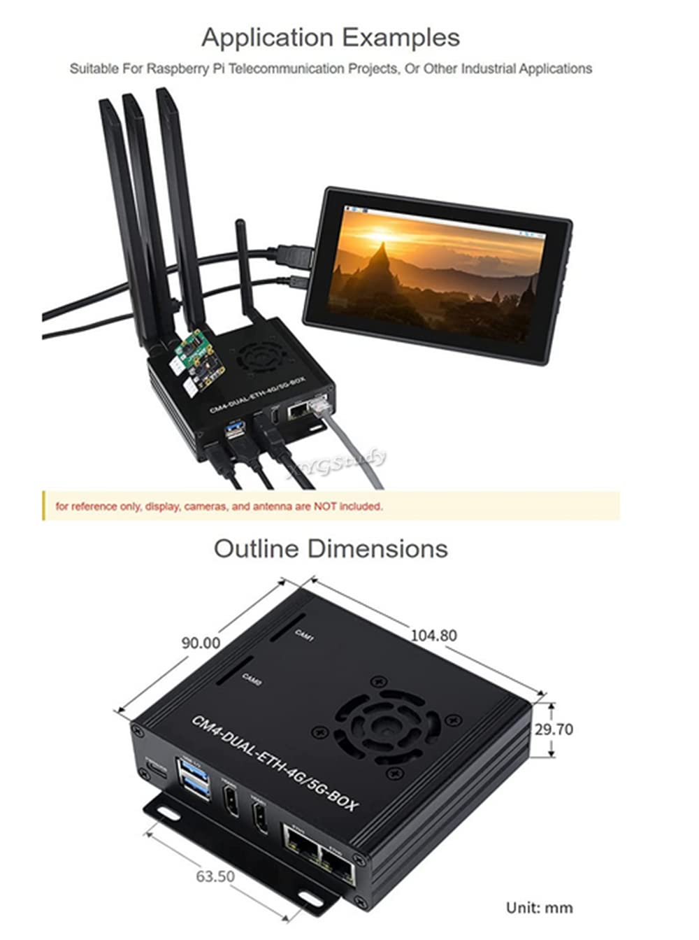 Dual Gigabit Ethernet 5G/4G Mini-Computer with Metal Case and Cooling Fan Based On Raspberry Pi Compute Module 4 (NOT Included) @XYGStudy (CM4-DUAL-ETH-4G/5G-BOX)