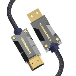 monster m-series active optical lightwave cable certified premium hdmi 2.1-48 gbps cable with aluminum extrusion connector, v-grip, duraflex protective jacket - supports 8k @ 60hz, 4k @ 120hz, 65.6 ft