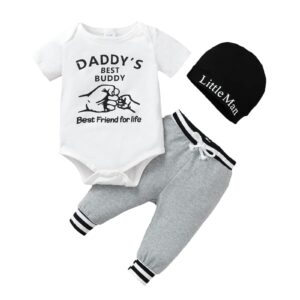 opawo newborn baby boy clothes 3pcs cute coming home outfit for baby boy gift infant summer bodysuit romper pants 0-3 months