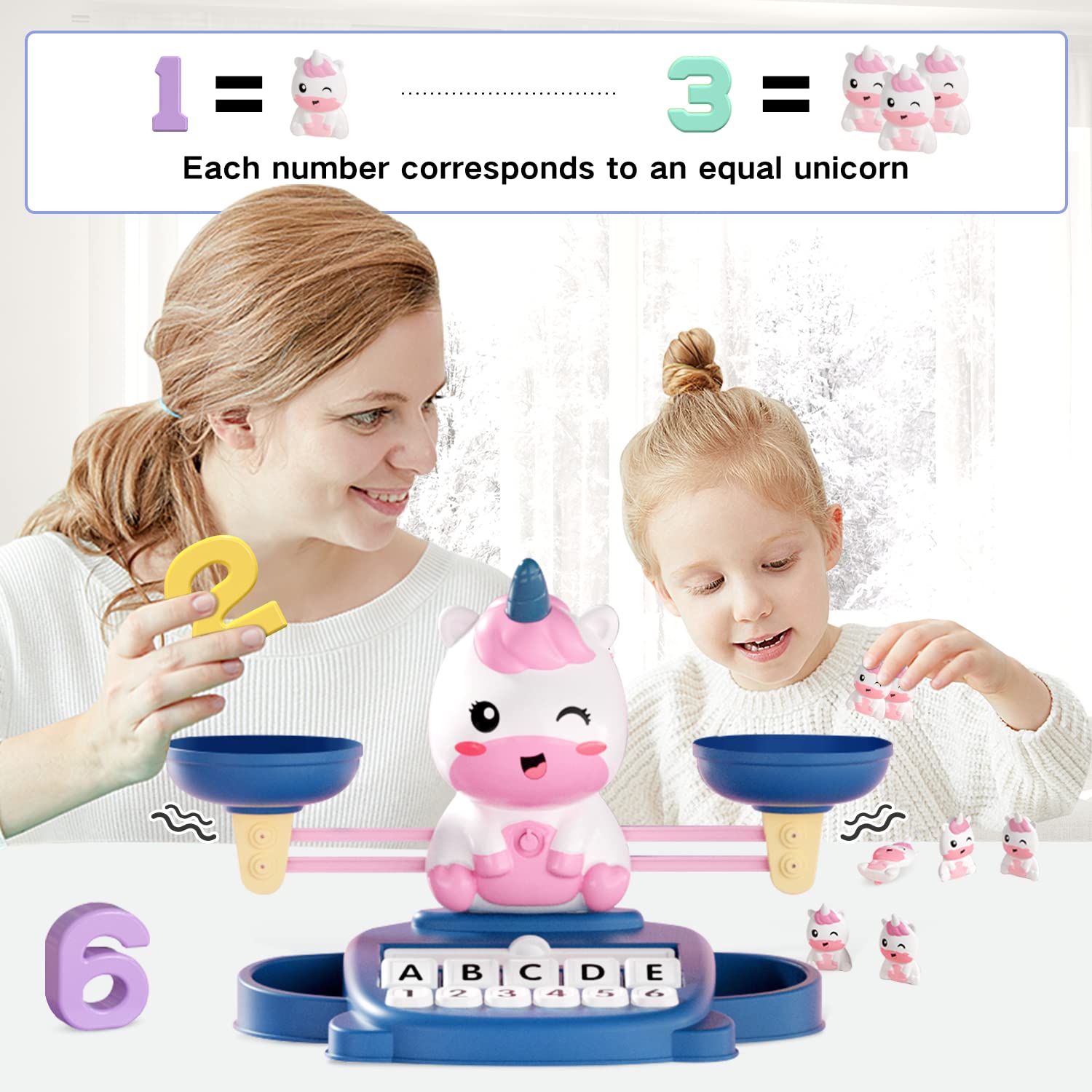 HOPEEYE Unicorns Kindergarten Preschool Learning Activities Math Counting Matching Letter Toys - Toddler Educational Toys for 3 4 5 6 7 Year Olds Girls Birthday Gift Games for Kids Ages 5-7 3-5