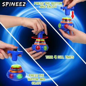 12 Pcs UFO Top Light Toy LED Light up Toy Music Flashing Spinner Toy for Party Supplies, 3 Colors