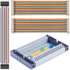 dkardu cascade expansion board module 40-pin+40 pin female - female rainbow ribbon cable with dupont cable for raspberry pi 4/3/2/1