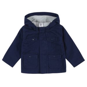 gerber baby hooded cotton twill utility jacket, navy, 18 months