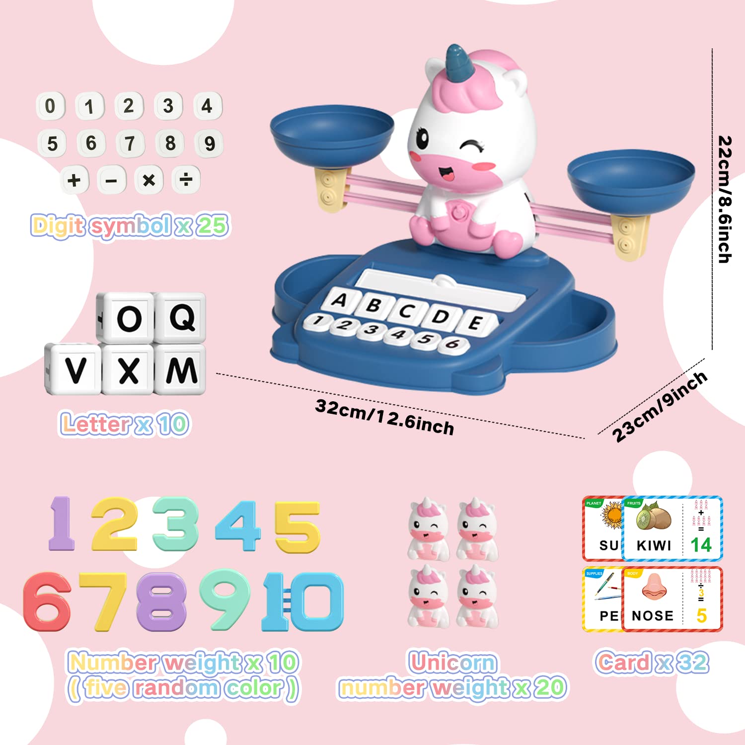 HOPEEYE Unicorns Kindergarten Preschool Learning Activities Math Counting Matching Letter Toys - Toddler Educational Toys for 3 4 5 6 7 Year Olds Girls Birthday Gift Games for Kids Ages 5-7 3-5