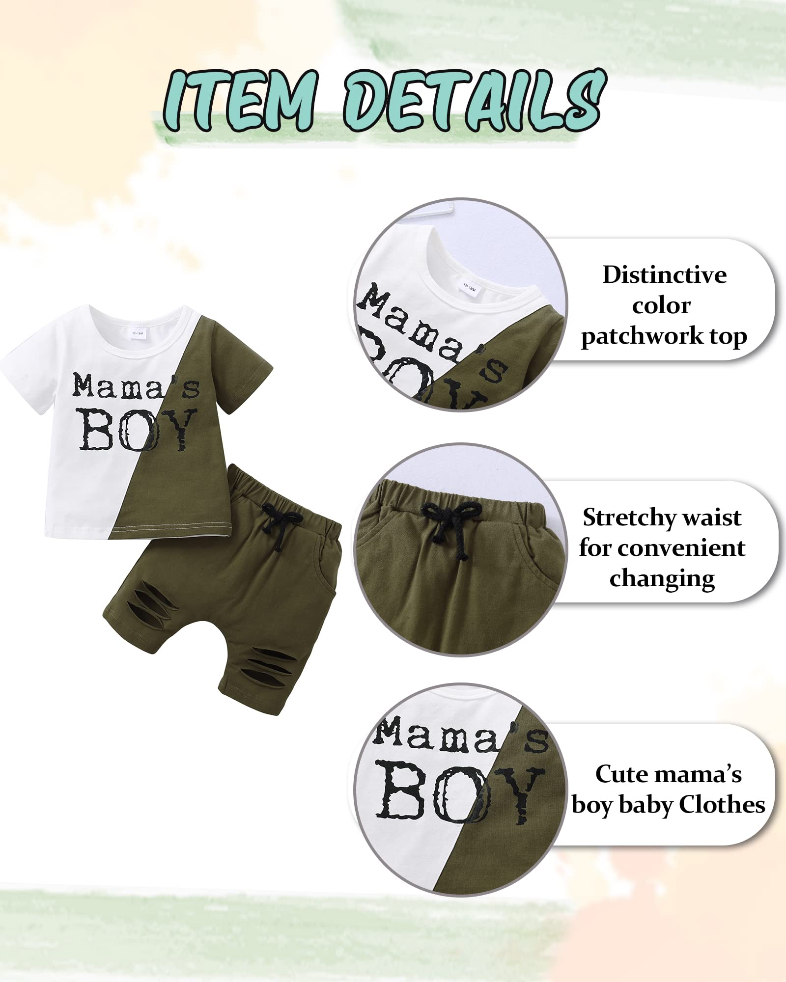 18 24 Months Boy Clothes Toddler Baby Boy Outfits Summer Clothes Set Cute Mamas Boy T-Shirt Cotton Bermuda Shorts Baby Boy Clothes 18-24 Months