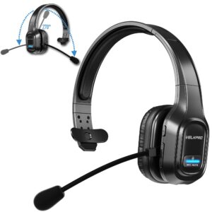 velkpro wireless headset with microphone - single-ear headphone, adjustable headband, noise isolation mic - communication for truck drivers, home office, call center