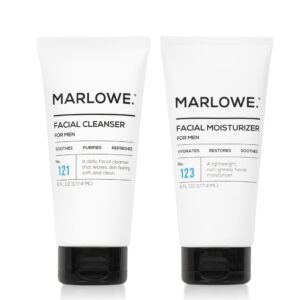 marlowe. no. 121 men's facial cleanser and marlowe. no. 123 men's facial moisturizer |daily face wash and lightweight face cream | light fresh scent | natural ingredients