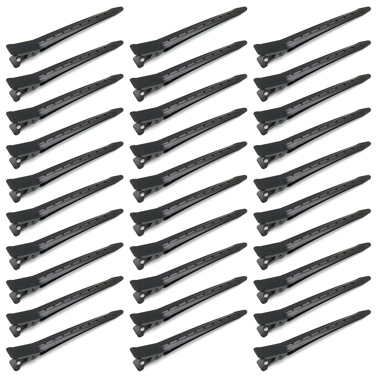 Limko 30 Packs Hair Clips Duck Bill Clips, Rustproof Metal Curl Clips with Holes for Hair Styling (Black (30 Pack))