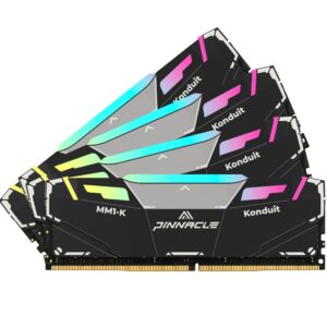 timetec pinnacle konduit rgb ddr4 3600mhz pc4-28800 cl18-22-22-42 xmp2.0 overclocking 1.35v compatible for amd and intel desktop gaming pc memory module ram (rgb black, 64gb kit(4x16gb))