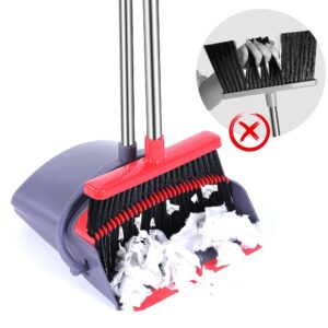 Broom and Dustpan Set 2021 Outdoor Or Indoor Broom Dust Pan 3 Foot Angle Heavy Push Combo Upright Long Handle for Kids Garden Pet Dog Hair Lobby Wood Floor Sweeping Kitchen House