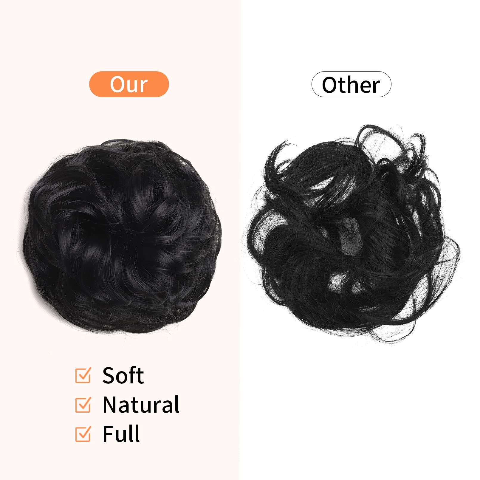 YOGFIT Messy Bun Hair Piece Thick Volume Tousled Updo Hair Bun Extensions Curly Wavy Synthetic Ponytail Hairpieces Hair Scrunchies for Women Girls (Beach Blonde)