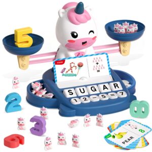 hopeeye unicorns kindergarten preschool learning activities math counting matching letter toys - toddler educational toys for 3 4 5 6 7 year olds girls birthday gift games for kids ages 5-7 3-5