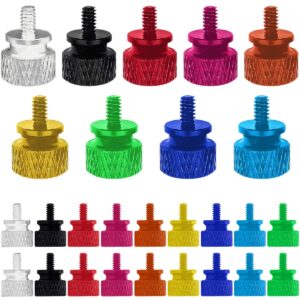 dkardu computer case thumbscrew, anodized aluminum (6-32 thread) m3.5 for pc cover/power supply/pci slots/hard drives, colorful aluminum alloy knurled thumbscrew, 18 pcs