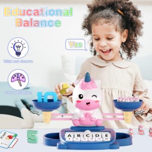 HOPEEYE Unicorns Kindergarten Preschool Learning Activities Math Counting Matching Letter Toys - Toddler Educational Toys for 3 4 5 6 7 Year Olds Girls Birthday Gift Games for Kids Ages 5-7 3-5