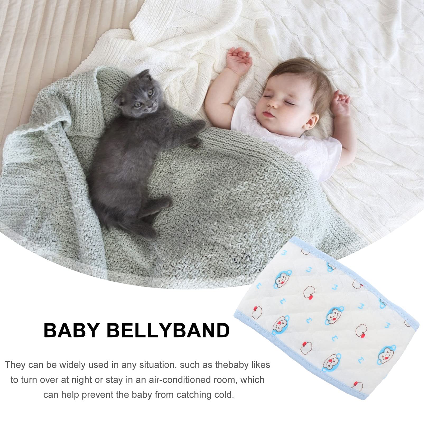 ARTIBETTER 3Pcs Cotton Baby Belly Band Baby Umbilical Cord Belly Band Breathable Cotton Navel Protection Belt for Infant Newborn