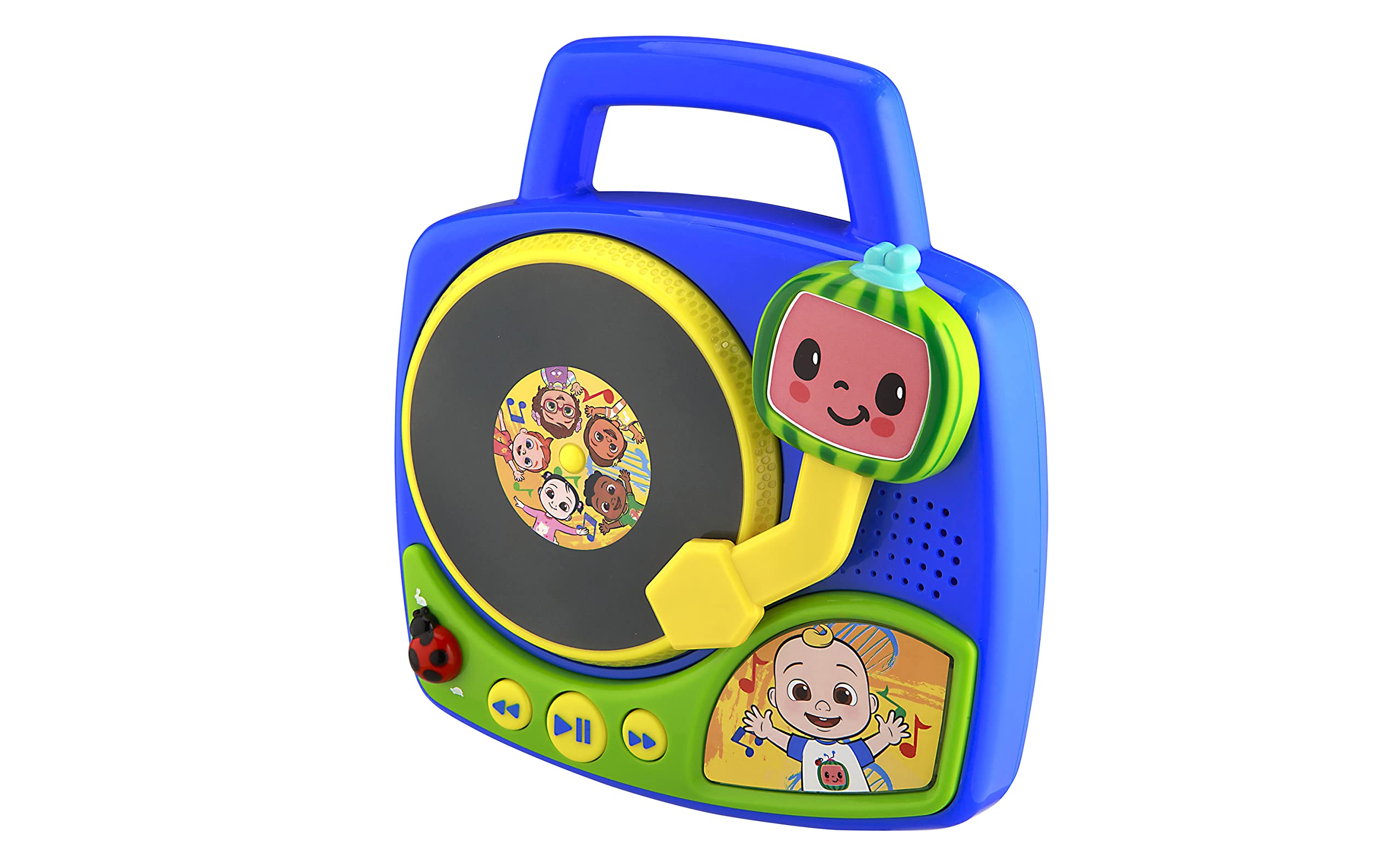 eKids Cocomelon Toy Turntable for Toddlers with Built-in Nursery Rhymes and Sound Effects for Fans of Cocomelon Toys