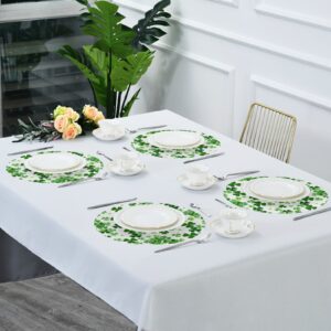 St. Patrick's Day Placemats Lucky Clover Shamrocks Round Placemats Set of 6 for Kitchen Table Washable Kitchen Table Mats Place mats