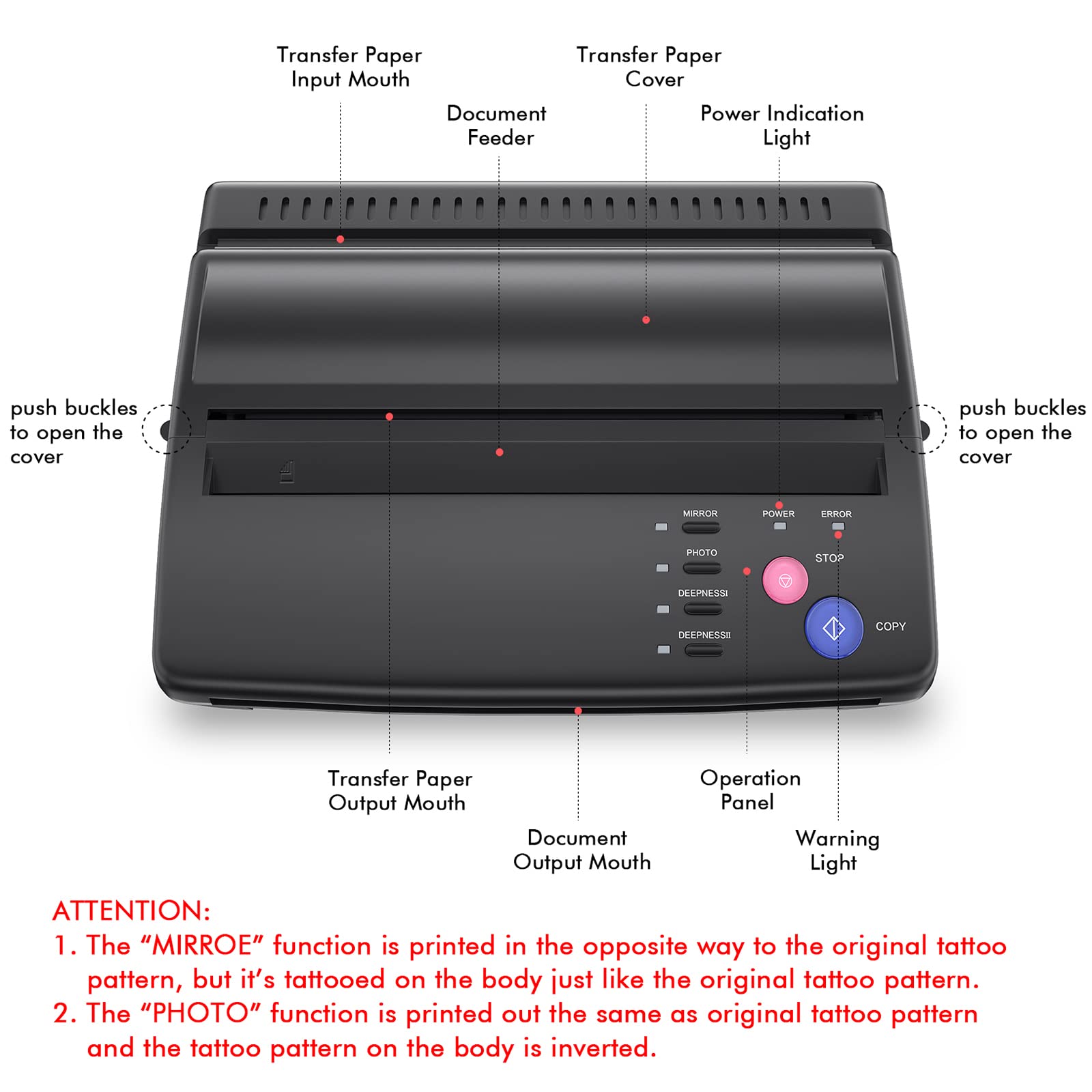 Tattoo printer Tattoo Stencil Printer for tattooing Tattoo Transfer Stencil Machine Thermal Copier Drawing Thermal Stencil Maker with 20 Tattoo Transfer Papers