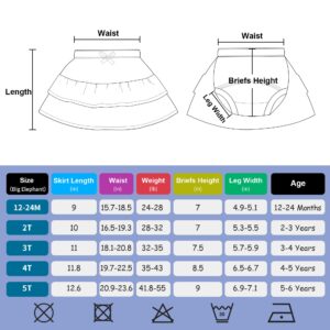 BIG ELEPHANT Toddler Girls Potty Training Pants, Ruffle Diaper Skirt Shorts Soft Absorbent 2 Pack, 4T