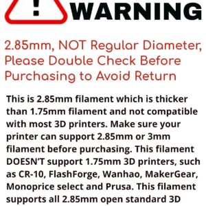 2.85mm(3mm) PA6-CF Nylon Filament 2.85 Black, 500g Carbon Fiber Nylon Filament 2.85mm, Polymaker PolyMide PA6-CF Warp Free Nylon, Print with 2.85mm Openning 3D Printers Only