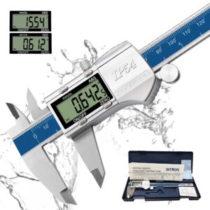 digital calipers, ditron electronic caliper 6 inch ip54 waterproof micrometer, woodworking dimensional measuring tools inch/mm stainless steel vernier caliper 150mm