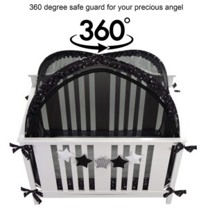 JOINSI Baby Safety Crib Tent - Crib Canopy to Keep Infant from Climbing Out, Pop Up Mesh Net with Organizer