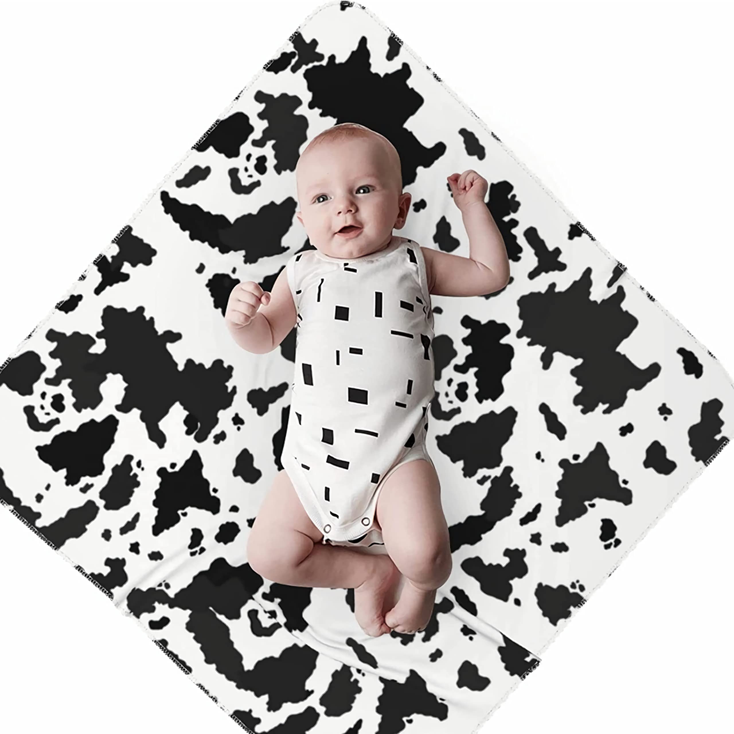 Belinyo Dalmatian Cow Baby Swaddle Blankets Nursing Cover Infant Receiving Blankets for Crib, Stroller, Travel（36x 36 Inch）