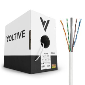 voltive cat6 in-wall (cm), 1000ft, white - solid bare copper bulk ethernet cable - utp - 600mhz - ul certified & etl verified