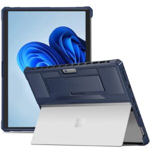 procase case for surface pro 8, rugged protective cover with built-in hand strap compatible with type cover keyboard for 13.0" microsoft surface pro 8 2021 release –navy