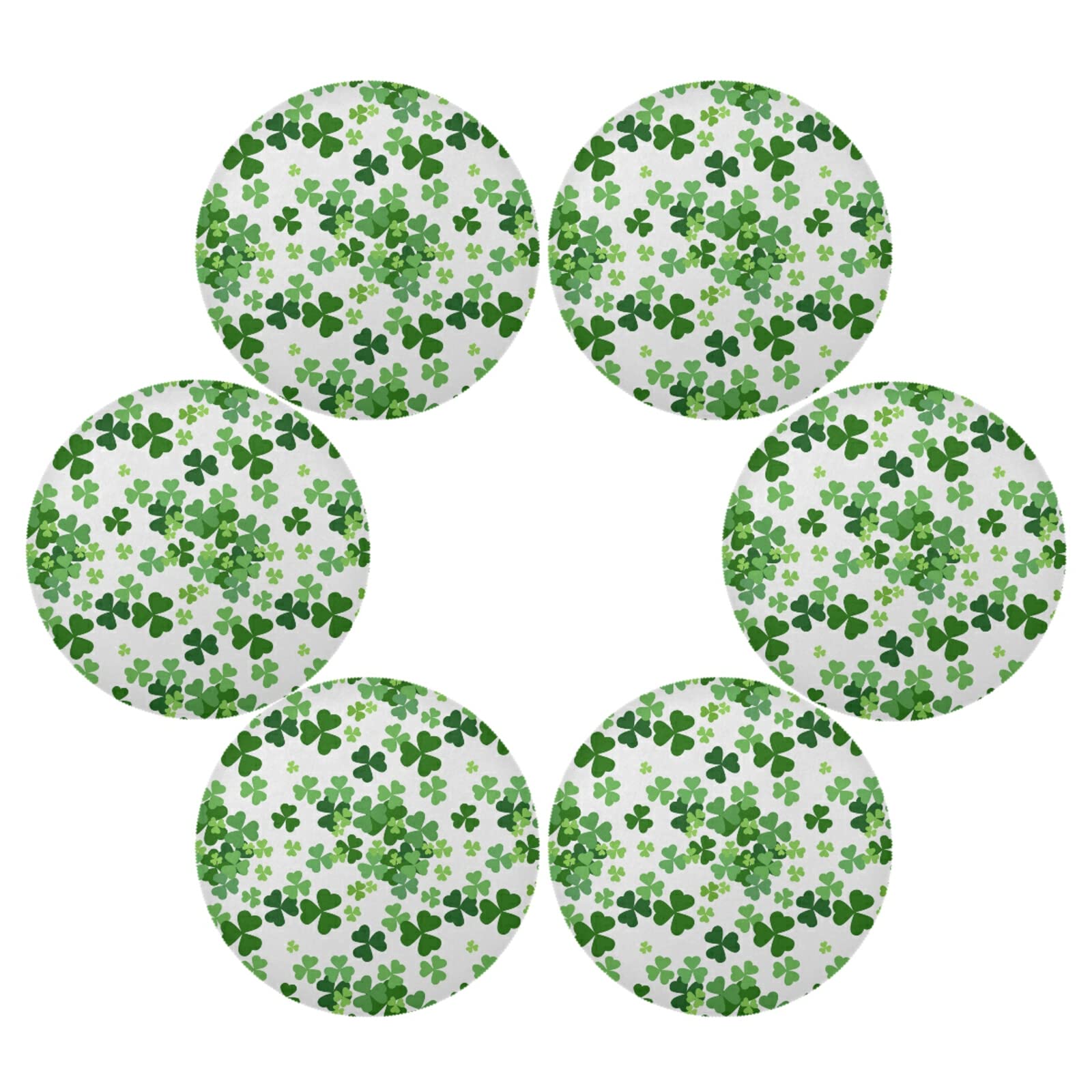 St. Patrick's Day Placemats Lucky Clover Shamrocks Round Placemats Set of 6 for Kitchen Table Washable Kitchen Table Mats Place mats