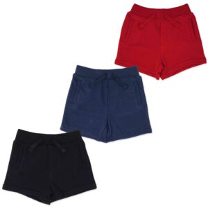 andrew scott toddler boys girls french terry cotton drawstring shorts - multi packs (3 pack - grab bag assorted colors, 18 months)