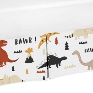 Sweet Jojo Designs Mod Dino Boy or Girl Baby Crib Bed Skirt Nursery Dust Ruffle - Orange, Tan, Rust, Taupe, Mustard Yellow, Beige, Brown and Black Modern Dinosaur Boho Dinosaurs Gender Neutral