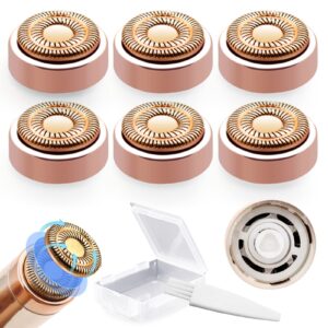 6 pcs flawless replacement heads, gen 2 double halo replacement heads, compatible with finishing touch flawless facial hair removal tool as seen on tv, gold-plated, with cleaning brush & case storage