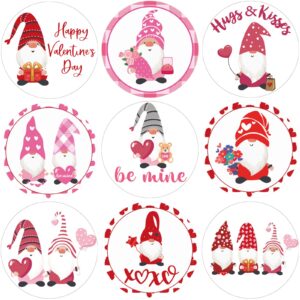 540 pieces gnome valentines envelope stickers small happy valentine's day stickers valentines adhesive envelope seal stickers round label tags for valentines party card holiday gift decor 1.2 inches