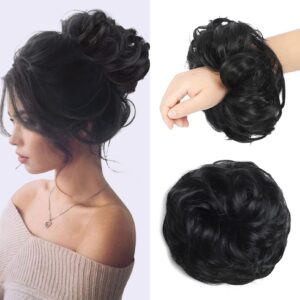 YOGFIT Messy Bun Hair Piece Thick Volume Tousled Updo Hair Bun Extensions Curly Wavy Synthetic Ponytail Hairpieces Hair Scrunchies for Women Girls (Beach Blonde)