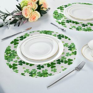 St. Patrick's Day Placemats Lucky Clover Shamrocks Round Placemats Set of 6 for Kitchen Table Washable Kitchen Table Mats Place mats