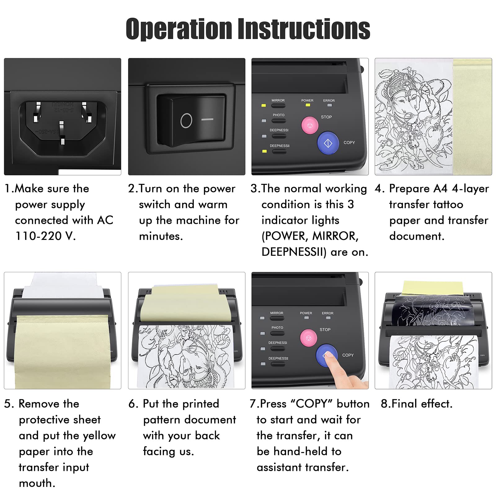 Tattoo printer Tattoo Stencil Printer for tattooing Tattoo Transfer Stencil Machine Thermal Copier Drawing Thermal Stencil Maker with 20 Tattoo Transfer Papers