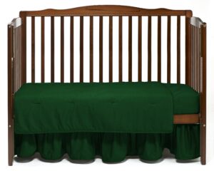 solid 3 piece crib bedding set, green