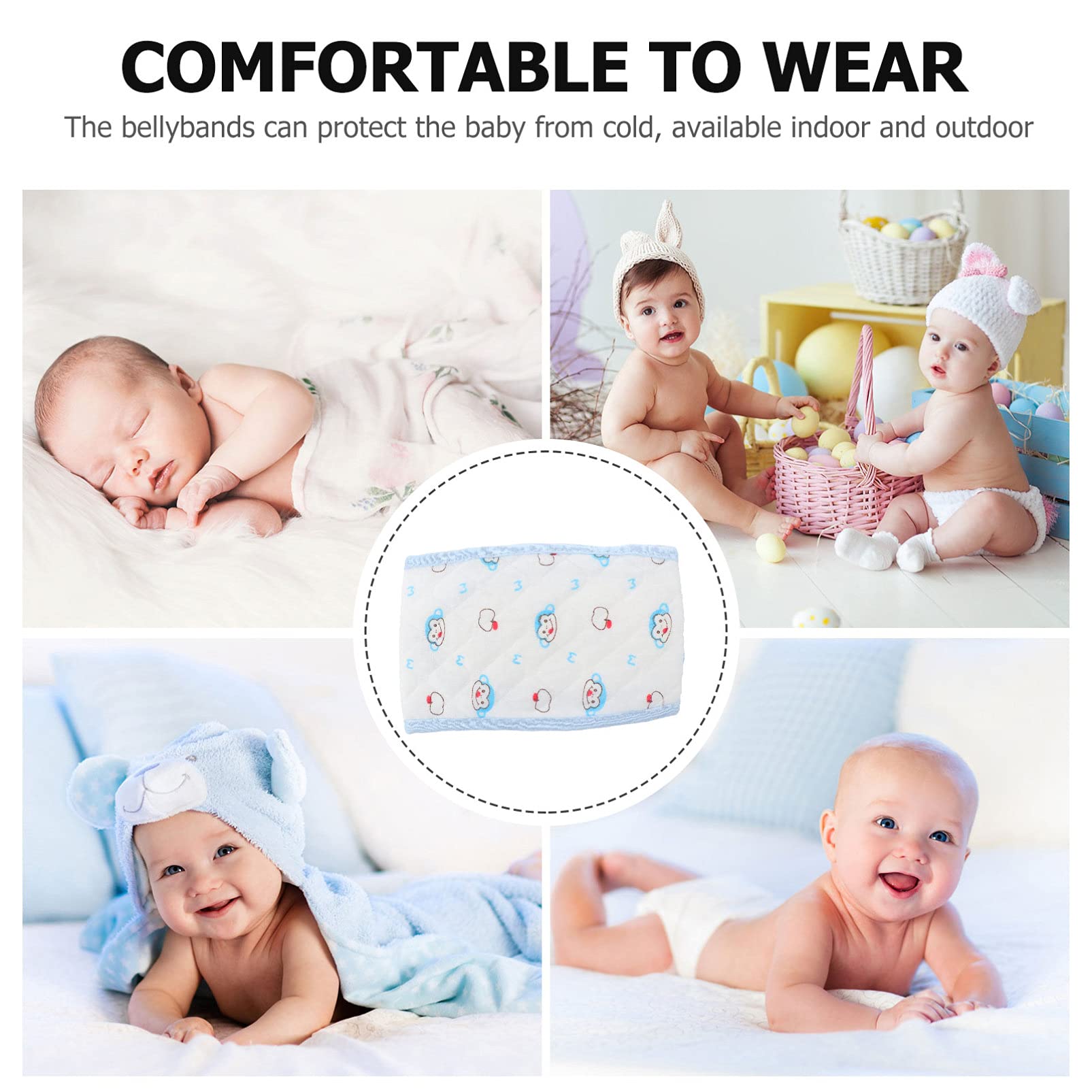 ARTIBETTER 3Pcs Cotton Baby Belly Band Baby Umbilical Cord Belly Band Breathable Cotton Navel Protection Belt for Infant Newborn