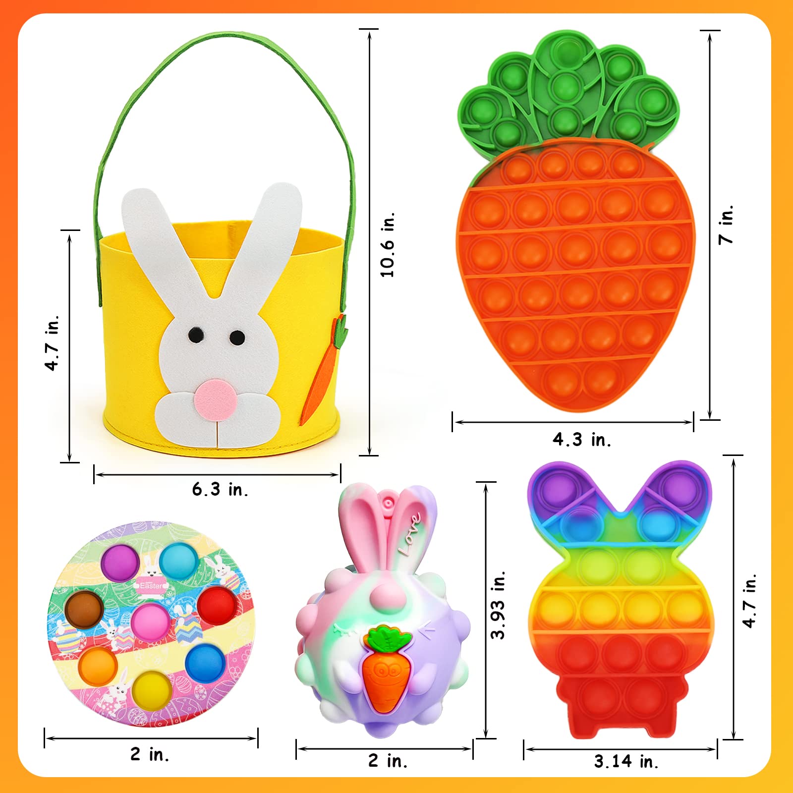 Easter Basket Stuffers - Premade Easter Baskets for Kids - 24 Pack Sensory Fidget Toys Set with Grass - Pop Gifts for Toddlers Teens Girls Boys