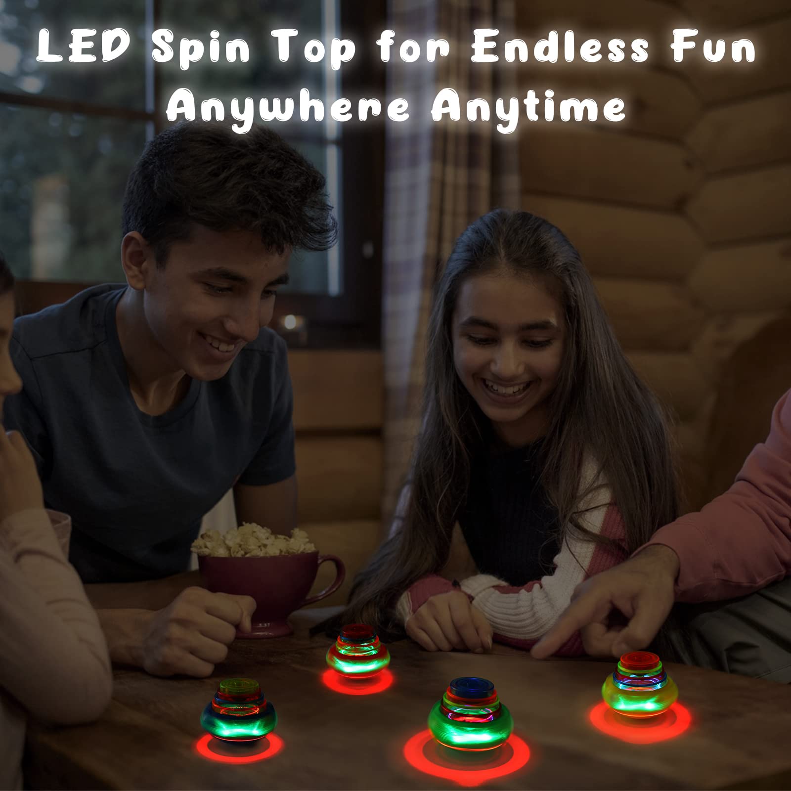 12 Pcs UFO Top Light Toy LED Light up Toy Music Flashing Spinner Toy for Party Supplies, 3 Colors