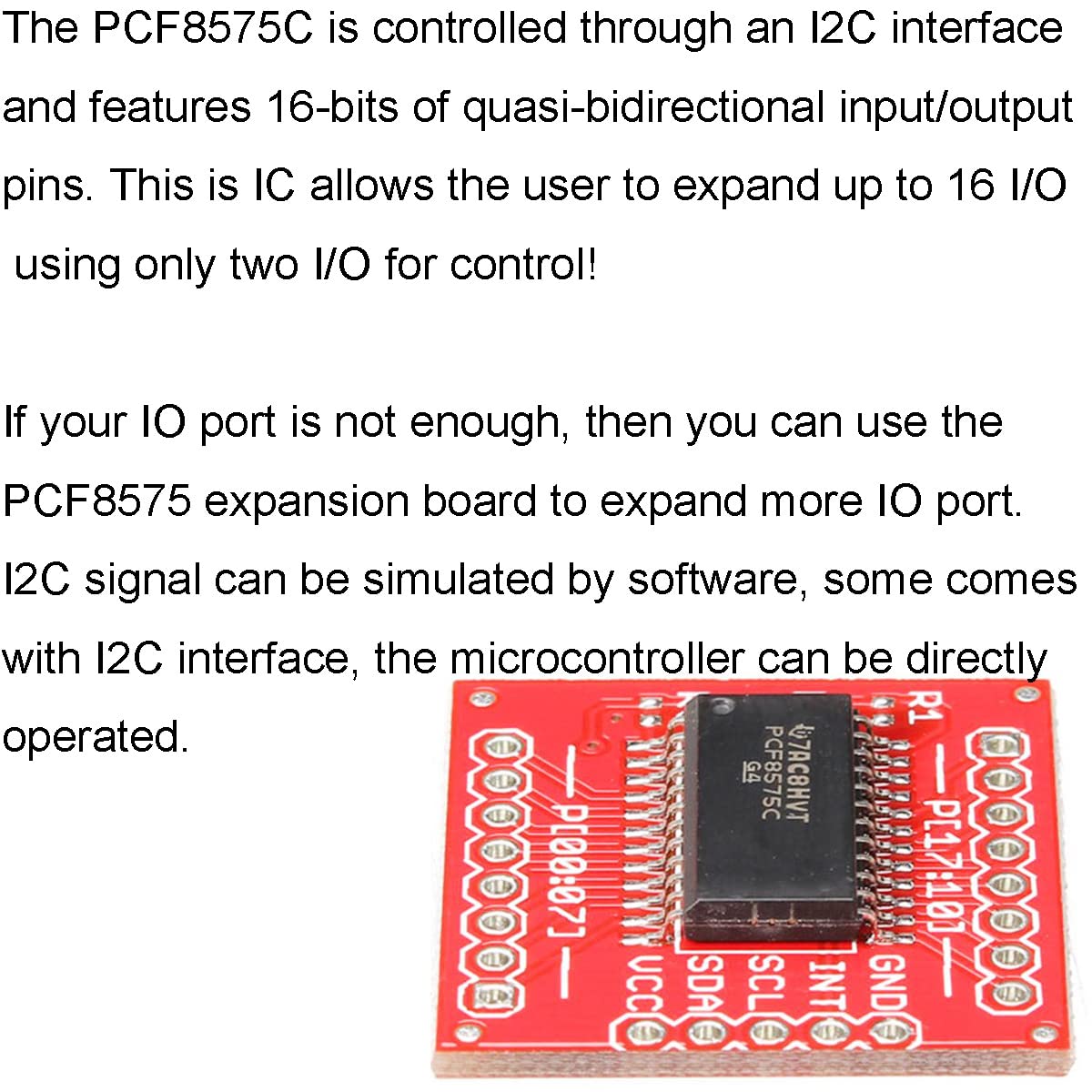 DKARDU PCF8575 IIC I2C PCF8575C Extension Shield Module 16-bit 400kHZ SMBus I/O Ports,with Dupont Cable,for Arduino