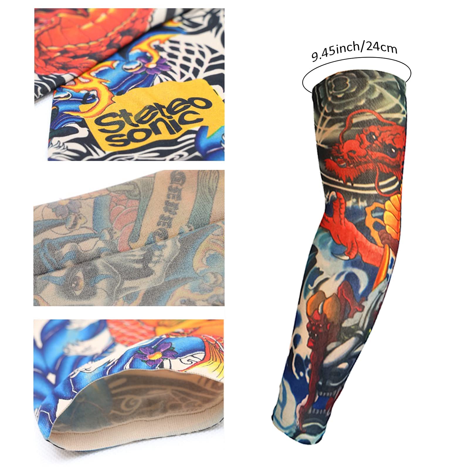 Aresvns Extended Version Tattoo Sleeves Cover for biker 20PCS, Cycling Tattoo Sleeves Sunscreen Sleeves Unisex Stretchable Christmas Gift Cosplay Accessories Sleeves