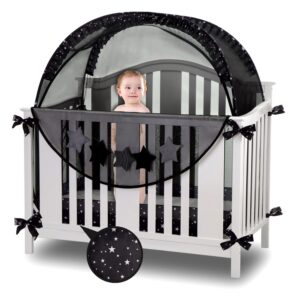 joinsi baby safety crib tent - crib canopy to keep infant from climbing out, pop up mesh net with organizer