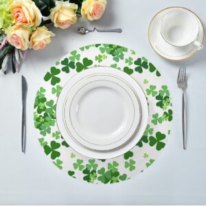 St. Patrick's Day Placemats Lucky Clover Shamrocks Round Placemats Set of 6 for Kitchen Table Washable Kitchen Table Mats Place mats