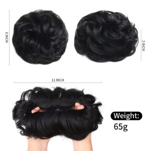 YOGFIT Messy Bun Hair Piece Thick Volume Tousled Updo Hair Bun Extensions Curly Wavy Synthetic Ponytail Hairpieces Hair Scrunchies for Women Girls (Beach Blonde)