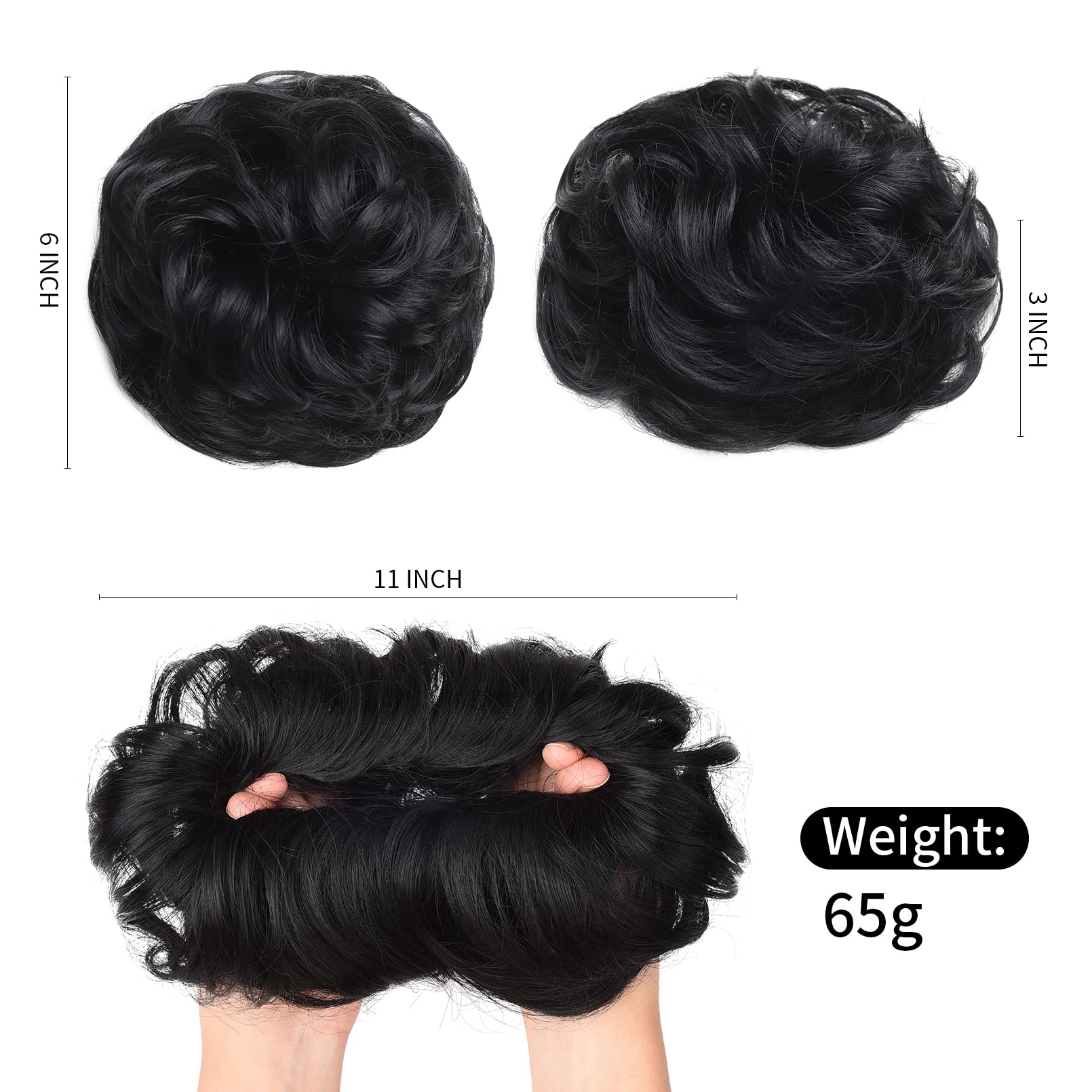 YOGFIT Messy Bun Hair Piece Thick Volume Tousled Updo Hair Bun Extensions Curly Wavy Synthetic Ponytail Hairpieces Hair Scrunchies for Women Girls (Beach Blonde)