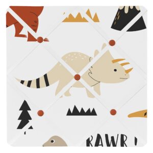 sweet jojo designs mod dino fabric memory memo photo bulletin board - orange, tan, rust, taupe, mustard yellow, beige, brown and black modern dinosaur boho dinosaurs gender neutral