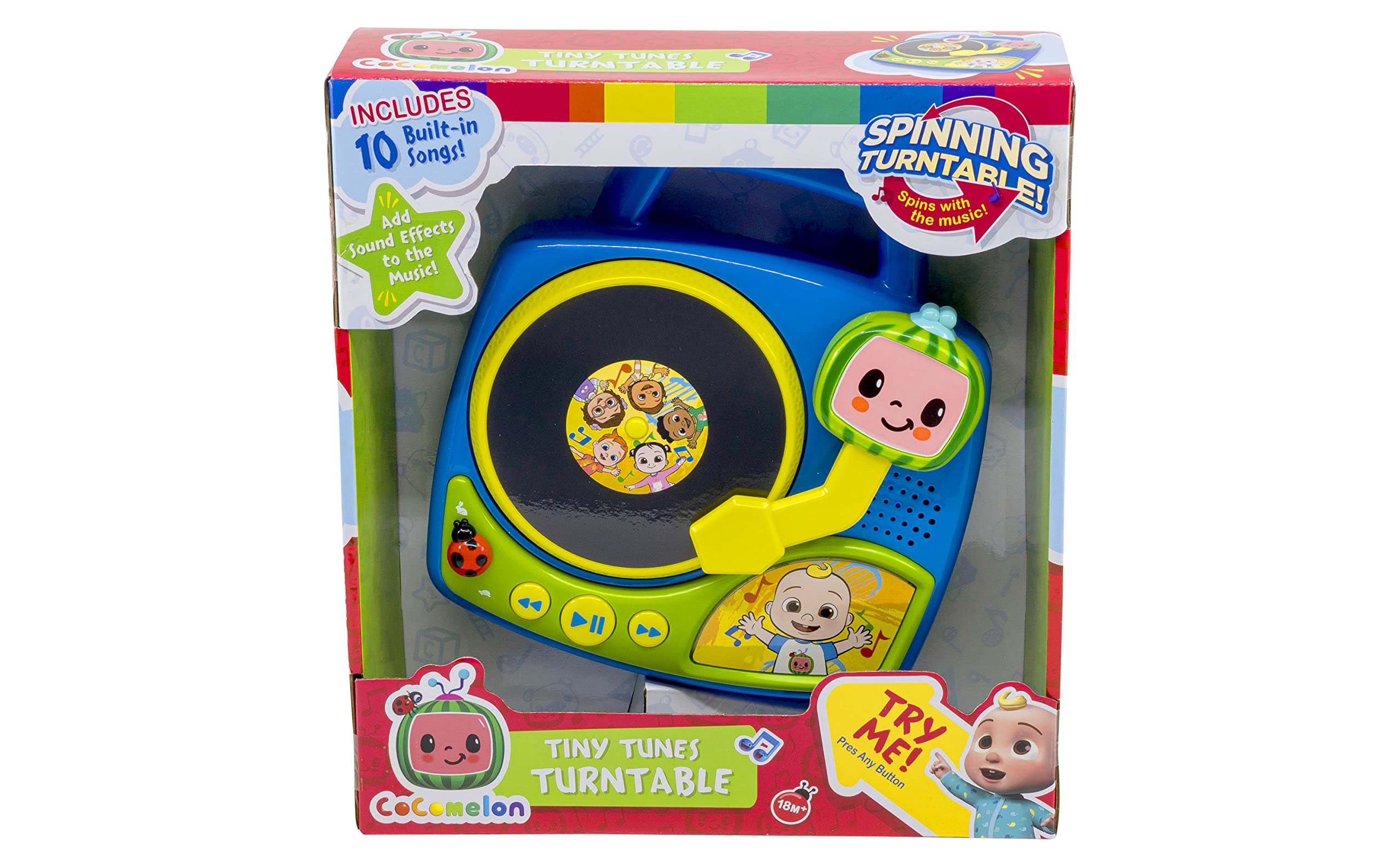 eKids Cocomelon Toy Turntable for Toddlers with Built-in Nursery Rhymes and Sound Effects for Fans of Cocomelon Toys