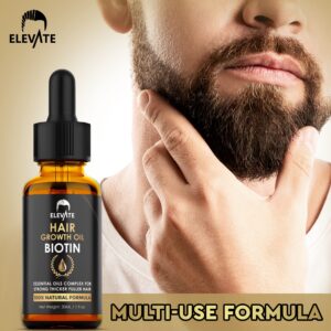 ELEVATE Hair Growth Oil - Biotin Serum & Castor Oil Natural Vitamin Treatment for Stronger, Thicker, Longer Hair and Regrowth - Prevent Thinning and Loss for Men & Women, 1 Fl Oz